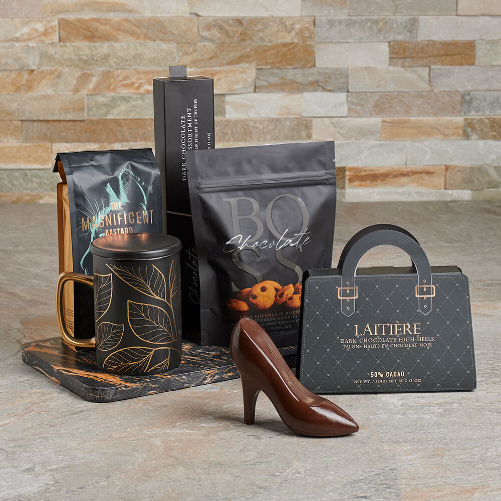 Fabulous Chocolate Heel & Coffee Set – Coffee gift baskets – YORKVILLE'S